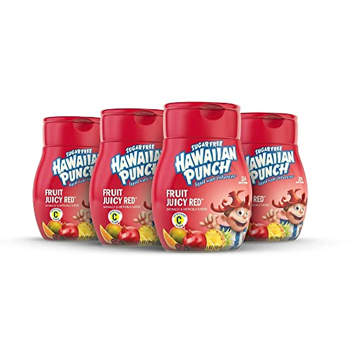 Hawaiian Punch, Fruit Juicy Red, Liquid Water Enhancer – New, Better Taste! (4 Bottles, Makes 96 Flavored Water Drinks) – Sugar Free, Zero Calorie