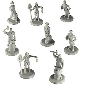 Monster Townsfolk Mini Fantasy Figures - 8pc Tradesmen Non Player Character NPC Miniatures - 1" Hex-Sized Compatible with DND Dungeons and Dragons, Pathfinder, All RPG Tabletop Games