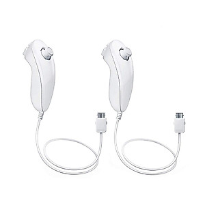 Wii Nunchuck Controller White [2 Pack] (Renewed)