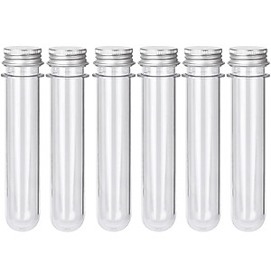 6PCS Plastic Test Tubes with Screw Caps 45ml Clear Tubes for Scientific Experiments, Party Decoration, Sample, Candy, Bath Salt, Storage