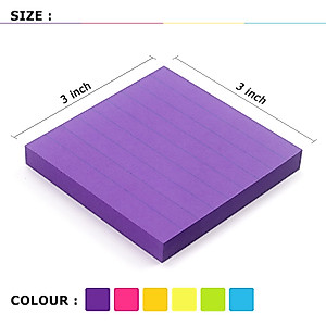 Sticky Notes with Lines Lined Sticky Notes 3x3 Bright Multi Colors 6 Pads 100 Sheet/Pad