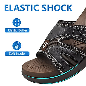 COFACE Mens Sport Recovery Sandals Plantar Fasciitis Soft Cushion Lightweight Orthotic Slides for Men Brown Size 7