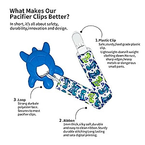 PandaEar Baby Pacifier Clips, 6 Pack Universal Holder Leash for Boys and Girls, Teething Toys Teethers