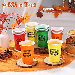 Nefelibata 24 Pack 15OZ Thanksgiving Party Plastic Cups Friendsgiving Disposable Tableware Friends Gathering Party Supplies Thanksgiving Dinner Wedding Birthday Favors Give Thanks Drinking Cups