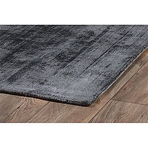 BOWERY HILL 108x144 Transitional Viscose Area Rug in Charcoal