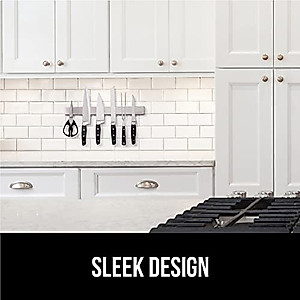 Gorilla Grip Stainless Steel Magnetic Knife Holder, 10 Inch, Heavy Duty Magnet Strip for Knives, Wall or Refrigerator Mounted Bar, Easy Install Rack, Securely Store and Organize Kitchen Accessories