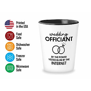 Bubble Hugs Wedding Officiant Shot Glass 1.5oz - Power Vested by Internet - Funny Officiant Proposal Marry Us Invitation Pastor Priest Internet Ordained Minister Humor