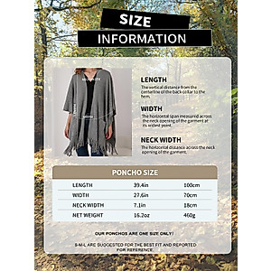 Ferand Women's Shawl Wraps with Pockets Open Front Fringe Poncho Cozy Knit Lightweight Cardigan Sweater,Black