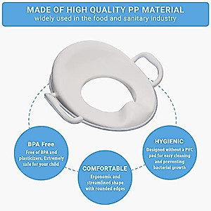 BISOO Potty Training Toilet Seat - Children WC Adapter - Baby Toilet Reducer - Safe and Comfortable - Compact and Portable Size - Includes Hanging Hook (Blue)
