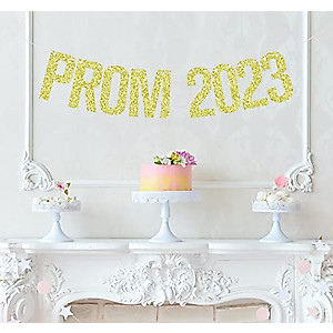 Prom 2023 Banner, Prom Night Decor, Class of 2023 Bunting Garland, 2023 Graduation Party Decorations Gold Glitter