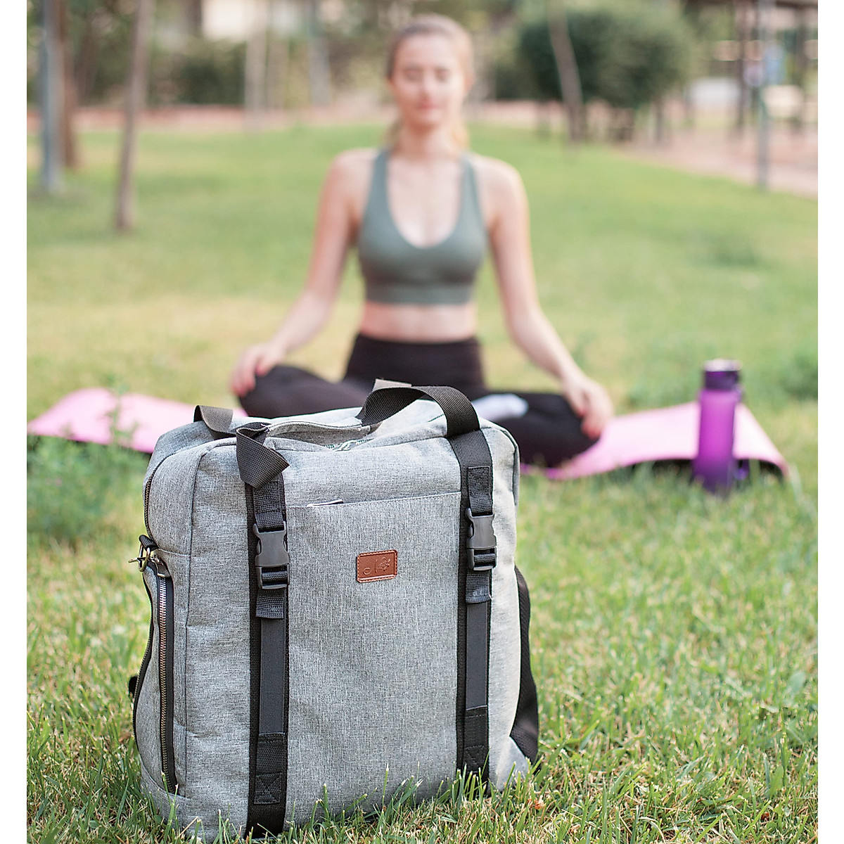 NATI LINE Yoga Mat Backpack. New zipper, more stronger and durable! Yoga mat carrier. Yoga backpack with Adjustable elastic straps to hold Yoga Mats. Multi Purpose bag For Office, Yoga, Travel and Gym
