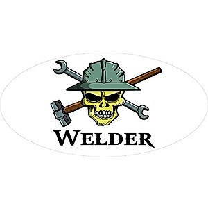 3 - Welder Skull Hard Hat/Helmet Stickers 1 1/2" x 3" H309