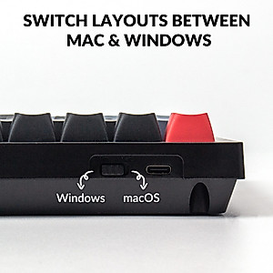 Keychron V4 Wired Custom Mechanical Keyboard, 60% Layout QMK/VIA Programmable with Hot-swappable Keychron K Pro Red Switch Compatible with Mac Windows Linux Carbon Black (Non-Transparent)