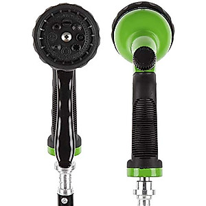 Signature Garden Heavy-Duty Water Hose Spray Nozzle - Comfort-Grip Hose Attachment - 8 Different Spray Patterns - Garden Hose Nozzle for Watering Lawns & Gardens, Washing Cars & Pets (Green)