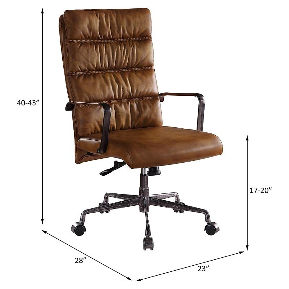 Acme Jairo Tufted Leather Upholstered Swivel Office Chair in Sahara Brown