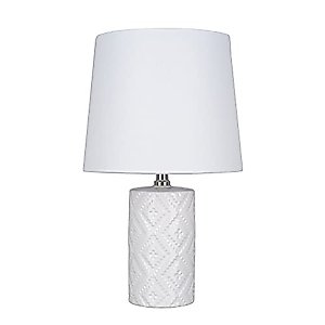 Catalina 23096-000 Farmhouse Quilt-Style Textured Ceramic Table Lamp, 15.5", White
