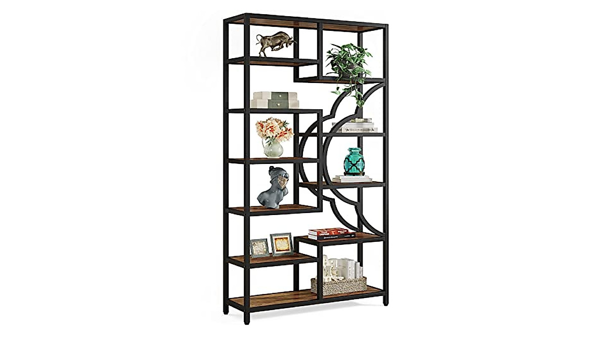 Tribesigns 75-Inch Unique Arc Bookshelf - Stylish Storage