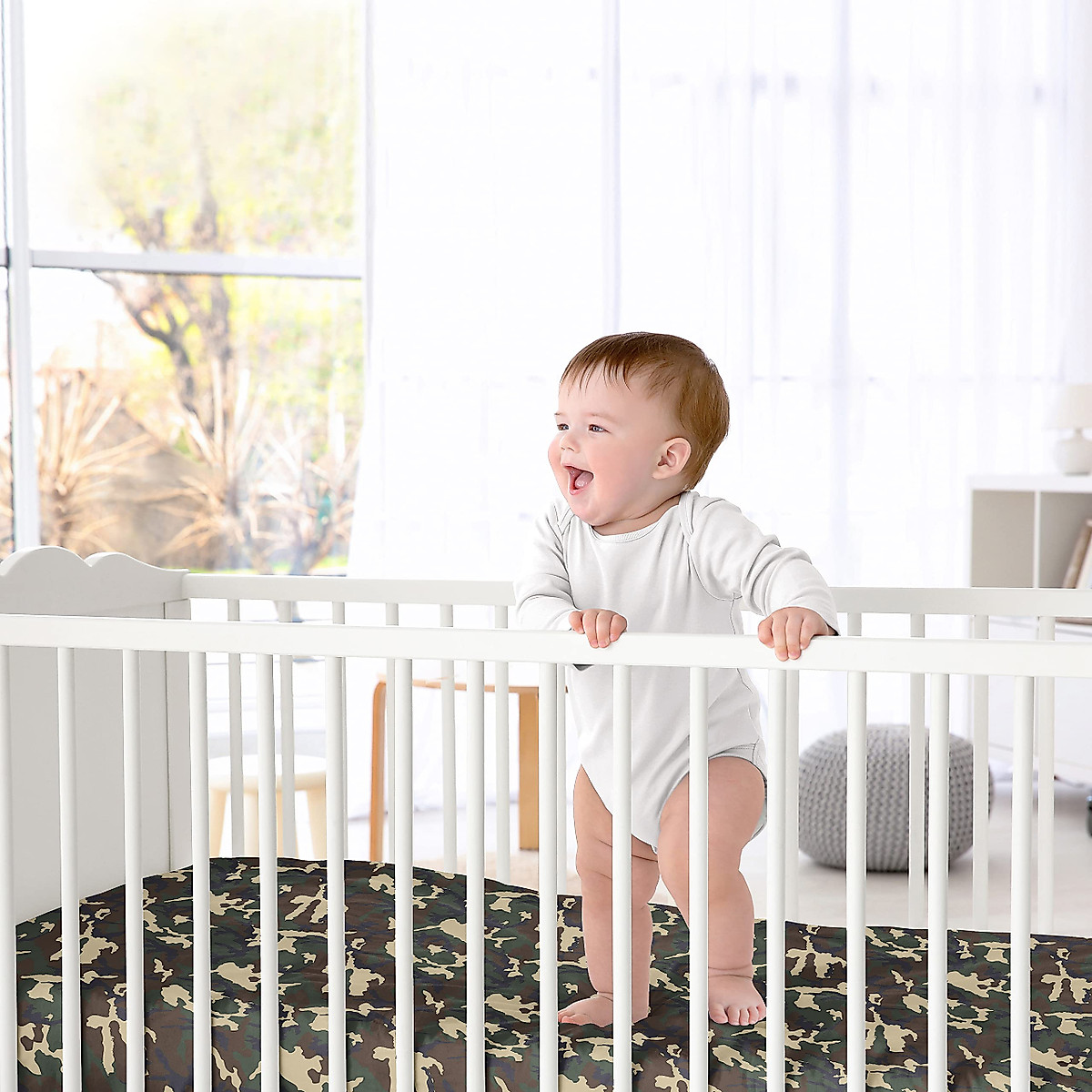 Green Camo Fitted Crib Sheet for Baby and Toddler Bedding Sets by Sweet Jojo Designs - Camo Print