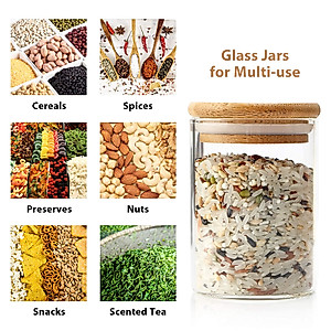 Glass Jars Set of 12, Chrider Spice Glass Jars with Bamboo Wooden Airtight Lids and Labels, Food Storage Containers for Home Kitchen, Tea, Sugar, Salt, Pepper, Spices, Coffee, Flour, Herbs, Grains