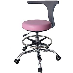 Dentist Assistant Stool with Mute Casters for Dental Treatment (Pink)