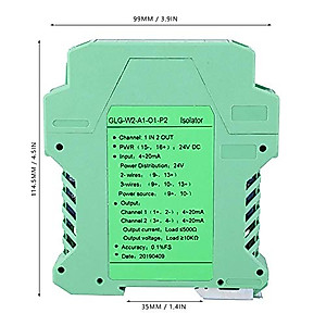 DC Conditioner, DC 24V DC Current Isolator Transmitter 4-20mA PLC Detect Conditioner(1 in 2 Out, 4-20mA to 4-20mA)