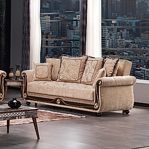 Ottomanson Americano Collection Upholstered Convertible with Storage, Sofabed, Beige
