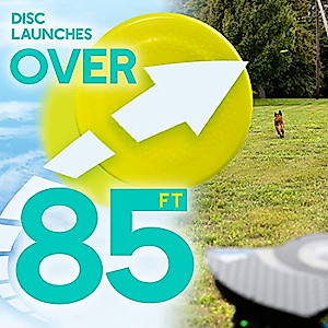 Franklin Pet Supply Co. Automatic Disc Launcher for Dogs - Ready Set Fetch Automatic Disc Tosser Dog Toy for Fetch - Portable Thrower Toy - Battery Powered