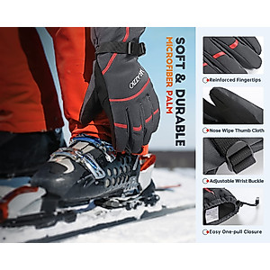 VELAZZIO Eco Gray Ski Gloves - Red, M