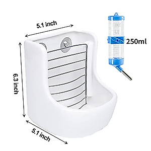 kathson Rabbit Hay Feeders Ceramic Food Bowl Rack Bunny Water Bottles Dispenser Small Animal Chew Twist for Rabbit Guinea Pig Chinchillas Hamsters