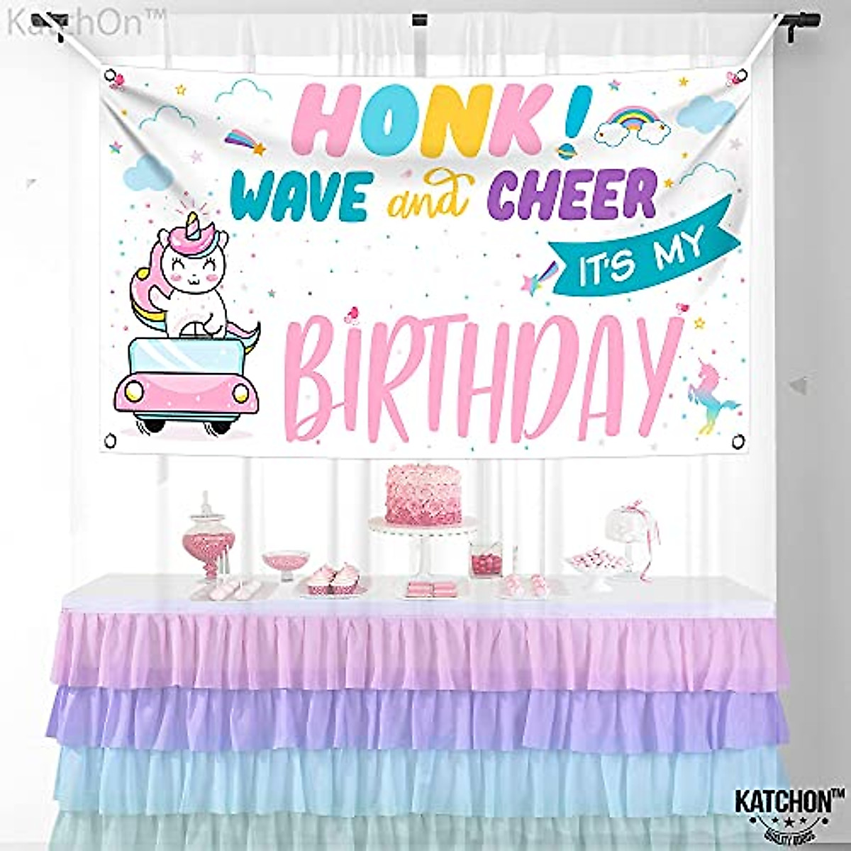 Unicorn Honk Its My Birthday Yard Sign - Big 72x40 Inch Honk Wave and Cheer Birthday Banner | Unicorn Birthday Banner Quarantine Drive By Birthday Decorations | Unicorn Birthday Decorations for Girls