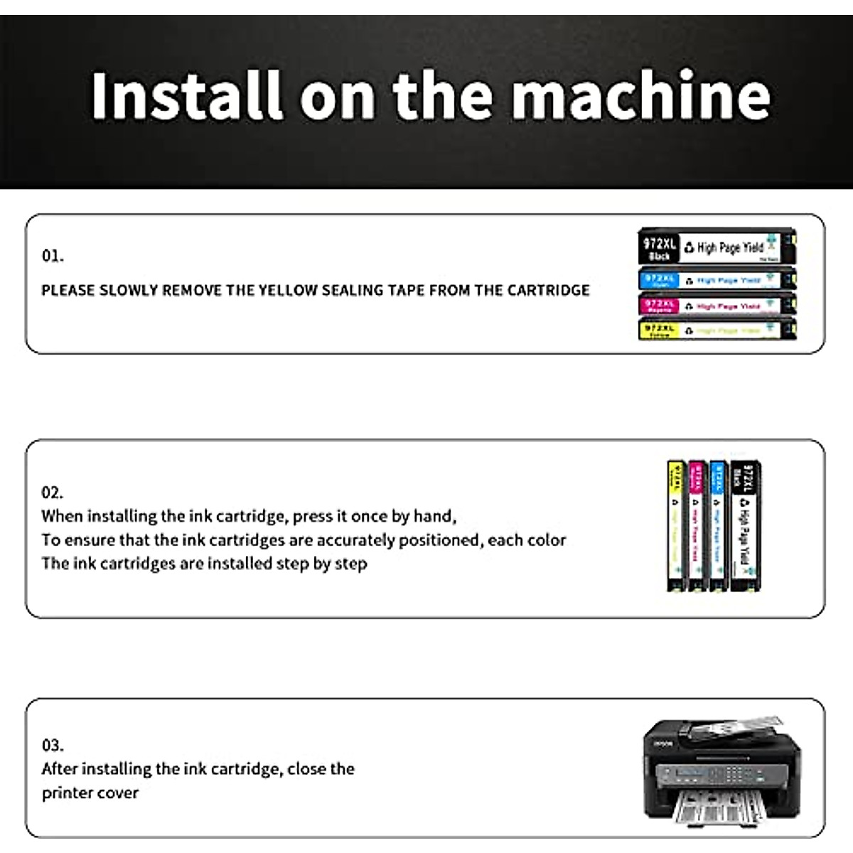 KAMOINC Ink Compatible Ink Cartridge Replacement for HP 972XL 972(4 Pack Combo) to use with PageWide Pro 477dw 577dw 452dw 477dn 452dn 577z 552dw P55250dw Printers (1Black & 1Cyan 1Magenta1Yellow)