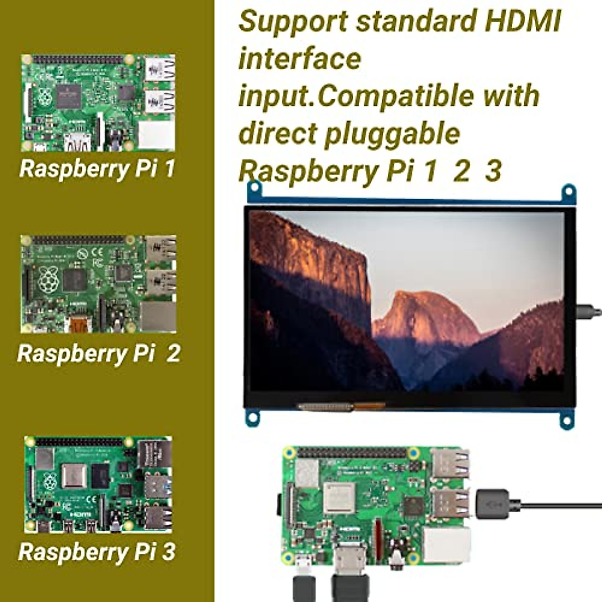 7-inch Display, Ultra HD Display Capacitive Touch Screen, Support for Independent Backlight Control and Hdmi Interface Input, Can Be Used As Hdmi/Raspberry Pi/Computer Monitor.