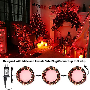 Joomer Red Christmas Lights, 66ft 200 LED String Lights 8 Modes Plugin Timer Indoor Outdoor Fairy Twinkle Lights for Home,Garden,Trees, Christmas Decorations