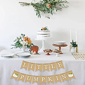 Gankbite Little Pumpkin Burlap Banner Baby Shower Garland White Pumpkin Decoration Rustic Bunting Sign