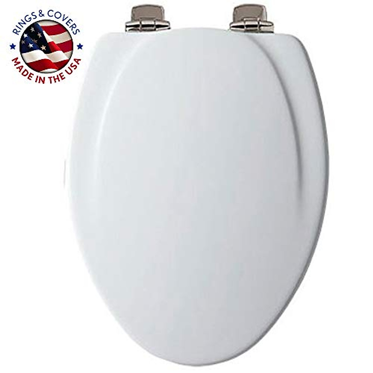 Mayfair 1830NISL 000 Will Slow Close and Never Come Loose Toilet Seat, 1 Pack - ELONGATED, White - Brushed Nickel Hinges