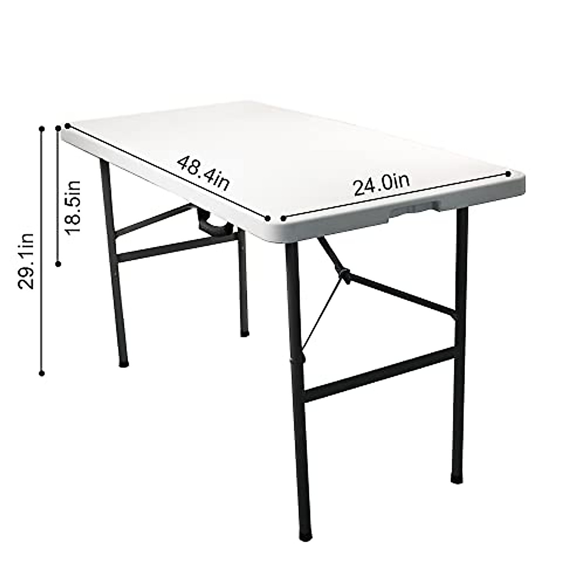 CMFTGDS 4ft Plastic Folding Table, Indoor Outdoor Folding Utility Table Plastic Dining Table for Picnic Party Camping, Portable w/Handle Fold Up Table with Lock, Adjustable Height, White