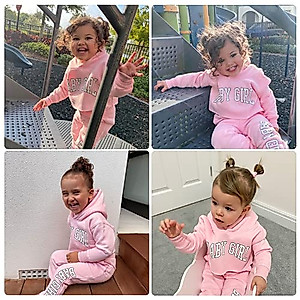 Menglang Toddler Girl Clothes Outfits Baby Girl Cropped Hoodie Pants Fall Winter Sweatshirt Set 2T Girl Clothes 3T