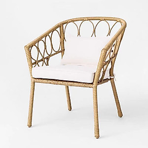 ME2 Outdoor Set of 4 Patio Dining Chairs, Bamboo Wove Dinning Chairs with Cushion,Outdoor Seating Set for Backyard, Poolside, Balcony, Indoor,Garden