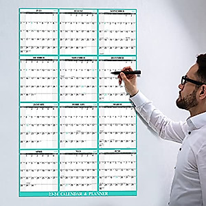 Erasable Calendar 2023-2024 - 12 Monthly Wall Calendar 2023-2024 from July 2023 to June 2024, Dry Erase Calendar with Julian Date, 34.6 x 23 Inches, Calendar Waterproof Material is Easy to Erase, folded and packaged by envelope paper, which makes the cale
