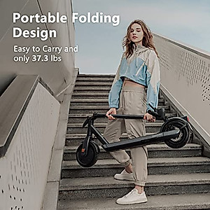 OKAI Electric Scooter for Adults - Up to 28 Miles & 15.5 MPH Commuting Electric Scooter, 300W Motor, 10" Tubeless Tires, Max Load 264 lbs Folding Electric Scooter with Dual Brakes, ES520B