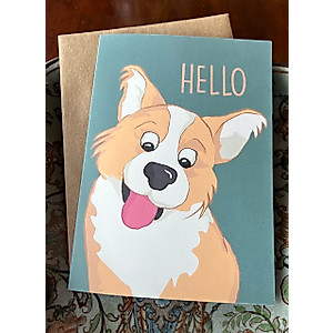 Funny Friend Birthday Card, Thinking of You Corgi Note Card with White or Kraft Envelope, All Occasion Cards for Best Friends, You Got This Card, Cute Blank Hello Card & Best Wishes Card