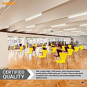 Sunlite 30125 2 Foot T8 Linear Fluorescent Lamp, 17 Watts, 1450 Lumens, F17T8/SP841, 4100K Cool White, Medium G13 Bi-Pin Base, ROHS Compliant, 30 Pack