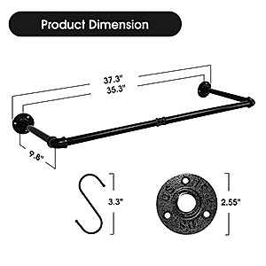 Dawod Industrial Pipe Clothing Rack 36 Inch 2 Pack, Wall Mounted Clothes Rack, Hanging Clothes Rods for Closet and Laundry Room, Multi-Purpose Heavy Duty Garment Bar