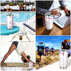 OTVEE 20 oz Tumbler with Lid and Straw, Vacuum Stainless Steel Insulated Coffee Travel Mug Cup, Double Walled BPF Free Leakproof Water Bottle Thermos for Sport Office, Floral Watercolor Alphabet F