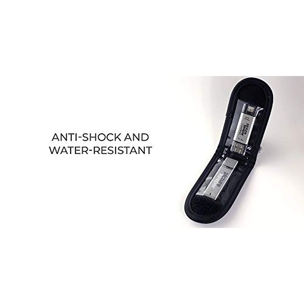 Picture Keeper USB Flash Drive Key Chain Holder with Anti-shock and Water-Resistant Material, 2-Drive Capacity, Easy Clip Key Chain (Black)