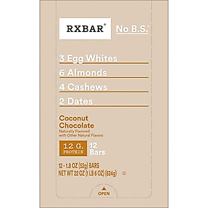 RXBAR Protein Bars, Protein Snack, Snack Bars, Coconut Chocolate, 22oz Box (12 Bars)
