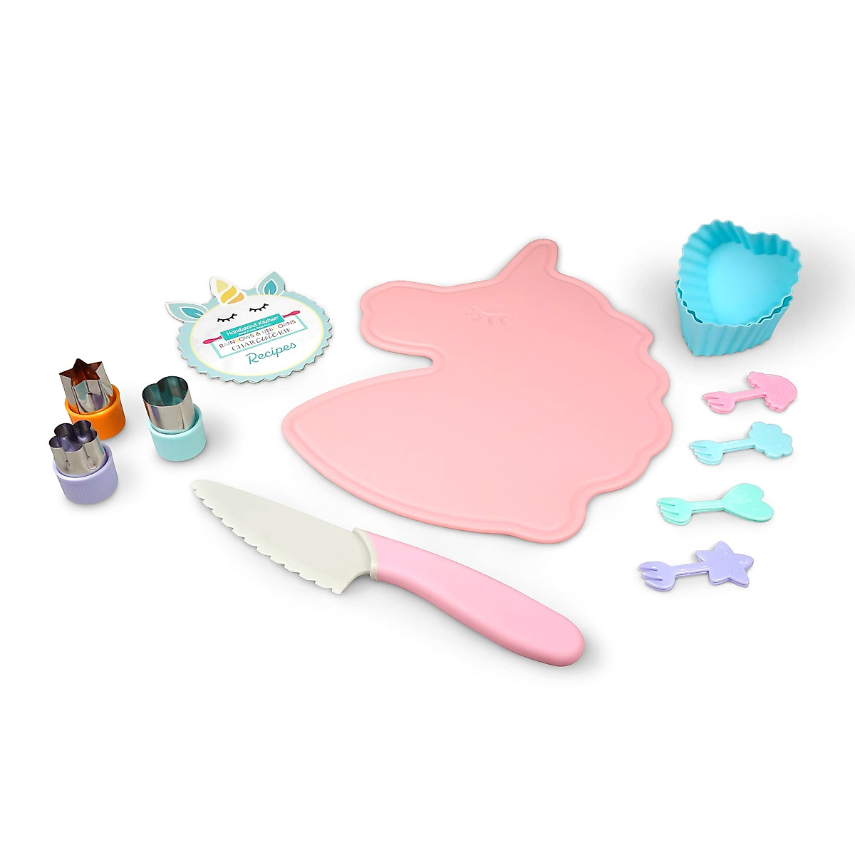 Handstand Kitchen Unicorn Char-cute-rie 18-piece Charcuterie Set for Kid Safe Cooking