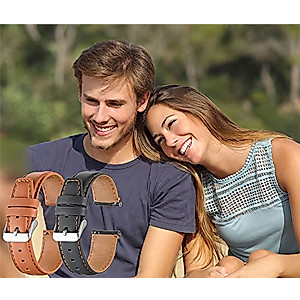 Galaxy Watch 46mm Bands 2 Pack, Compatible with Samsung Gear S3 Frontier / Classic Band, for Galaxy Watch 46mm Band, Width 22mm Leather Men Women Quick Release Smart Straps (Black+Brown)