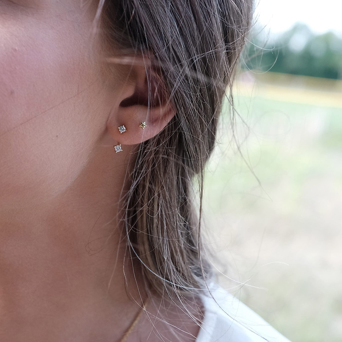 Double CZ Ear Jacket Front & Back Earrings - .925 Sterling Silver