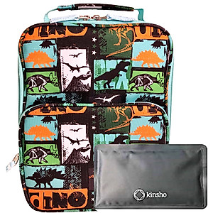 Dinosaur Lunch-Box for Boys with Ice Pack, Insulated Lunch Bag for School Kids Tweens, Large Container for Big Boy Snacks Lunches, Fits Bento, Jurassic T-Rex Dino